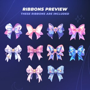 10 Cute Vtuber Ribbons - Hat Decorations for Vtuber - PNG Ribbons for ...