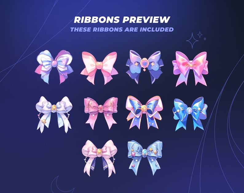 10 Cute Vtuber Ribbons - Hat Decorations for Vtuber - PNG Ribbons for ...