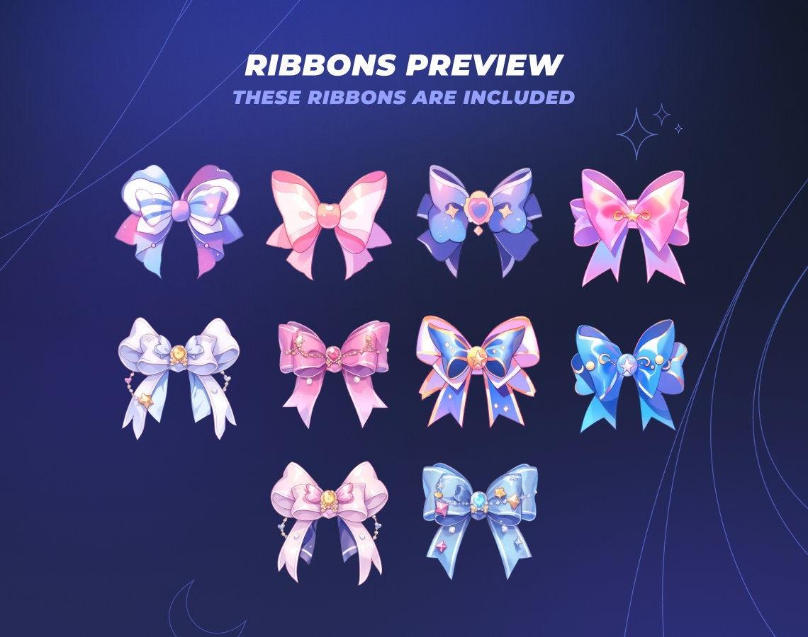 10 Cute Vtuber Ribbons - Hat Decorations for Vtuber - PNG Ribbons for ...