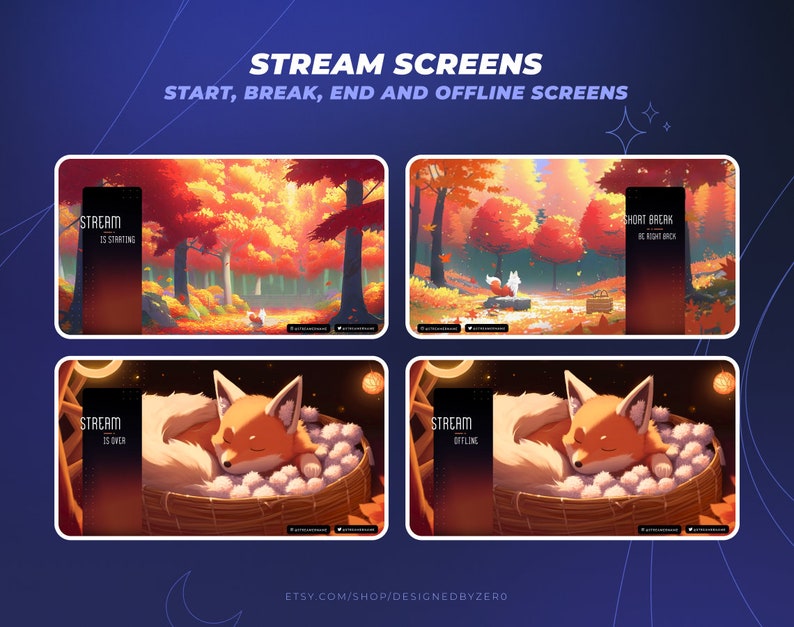 Fox Autumn Animated Twitch Stream Backgrounds in 1440p Orange Stream ...