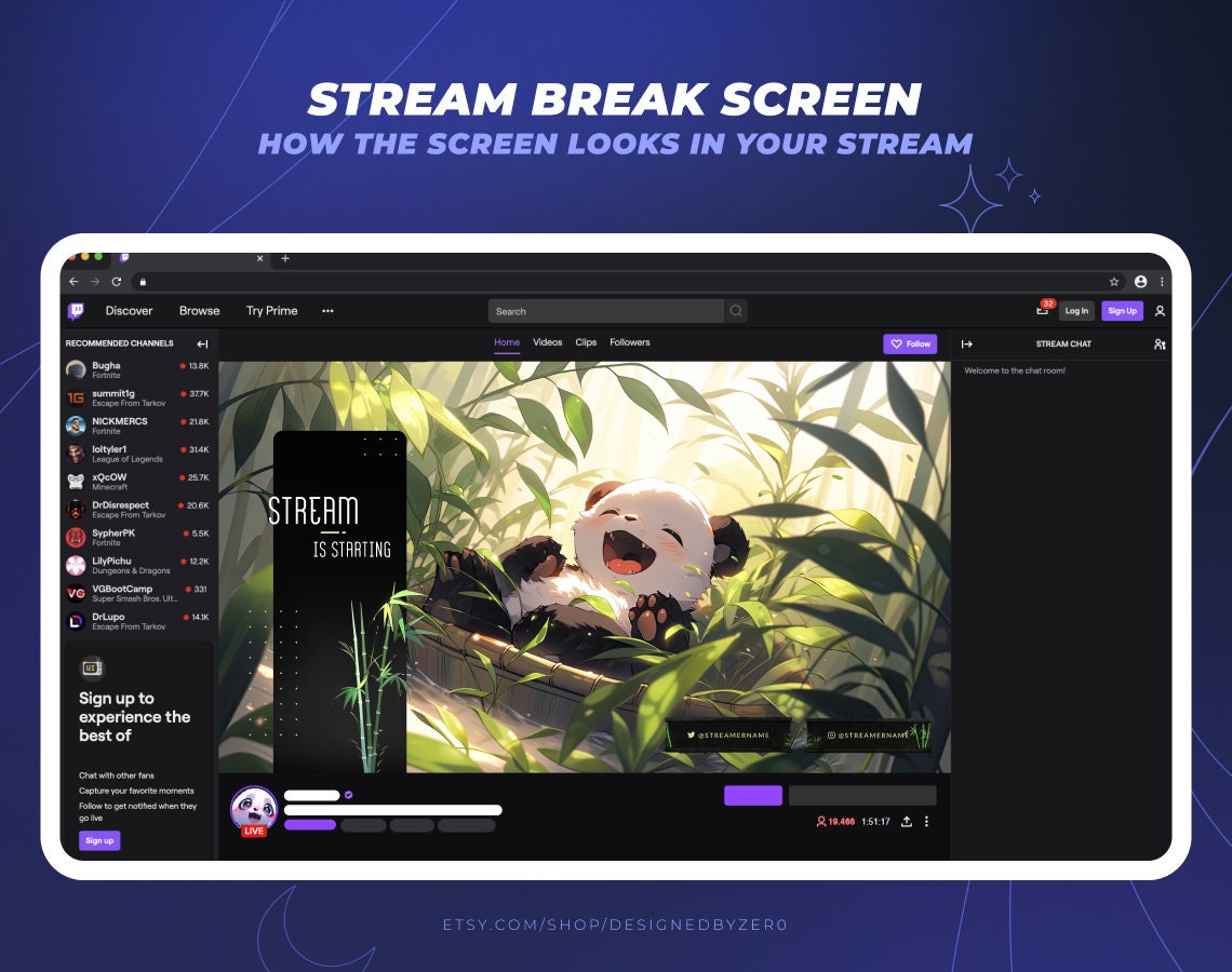 Cozy Panda Anime Green Bamboo Twitch Stream Backgrounds 1440p Start ...