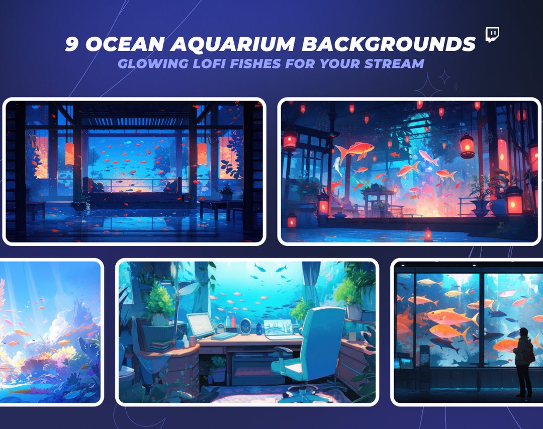 9 Vtuber Backgrounds - Ocean Aquarium With Koi Fish - Sea Anime ...