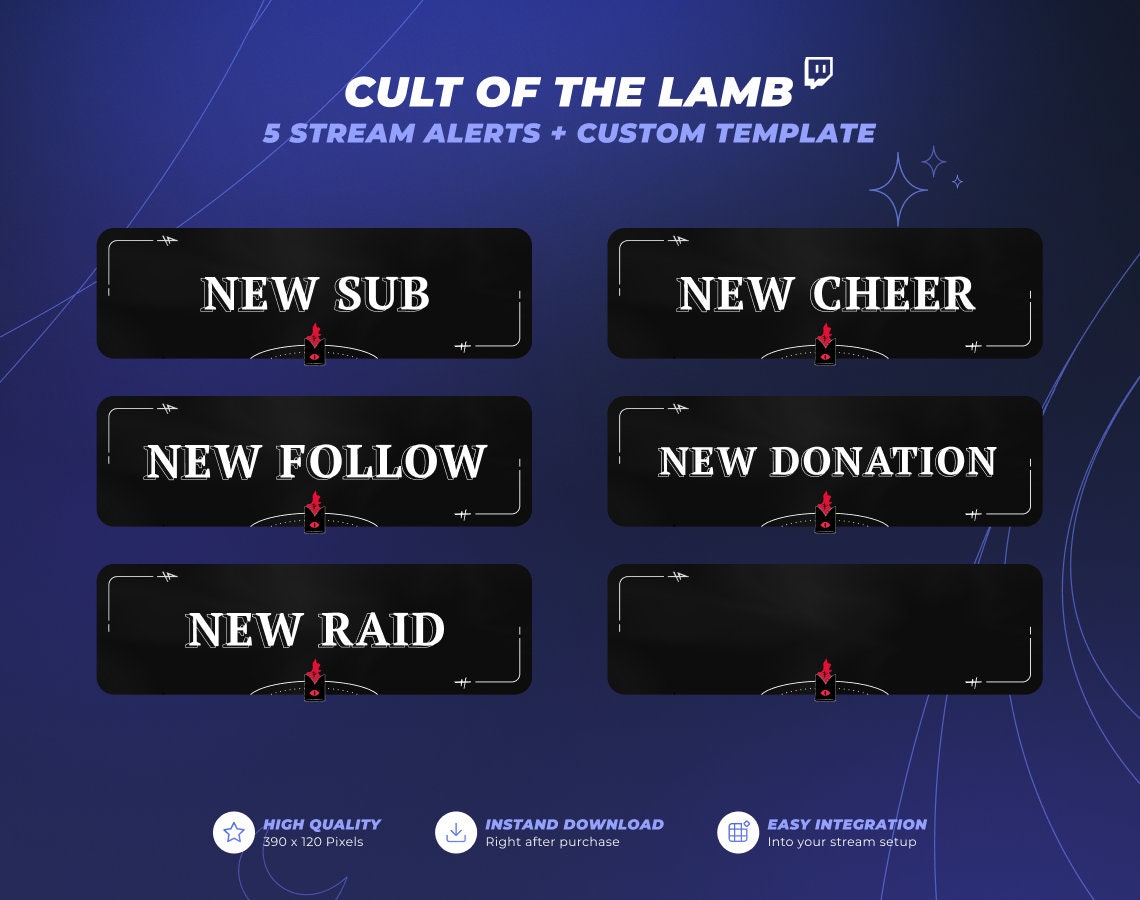 6 Stream Alerts Inspired by Cult of the Lamb - Cheer, Follow, Raid, Sub ...