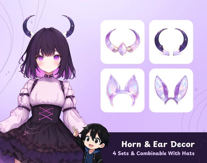 Vtuber Halloween Costume | 24 Elements | Spooky Purple Vtuber Assets ...