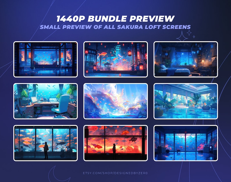 9 Vtuber Backgrounds - Ocean Aquarium With Koi Fish - Sea Anime ...