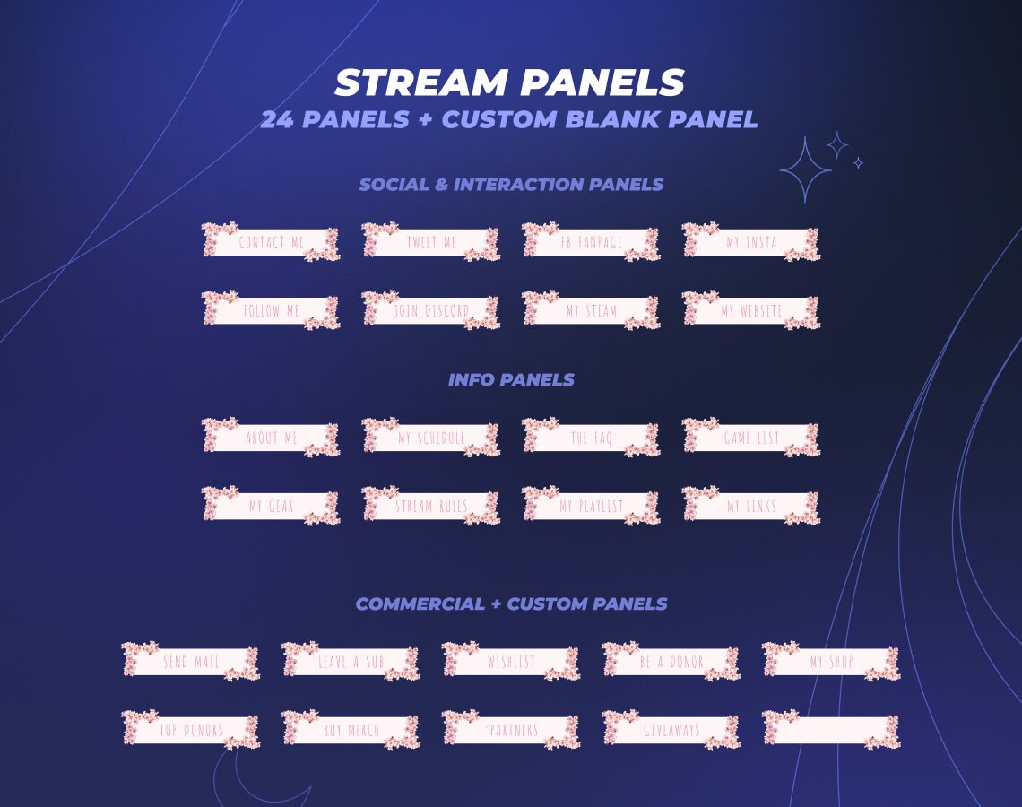 25 Twitch Stream Panels - Cherry Blossom Stream Package - Anime Vtuber ...