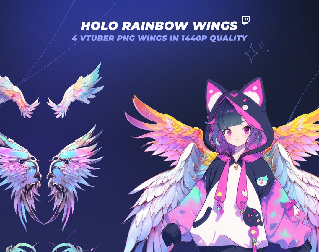 4 Rainbow Vtuber Wings - Colorful Wings With A Holo Chromatic Effect ...