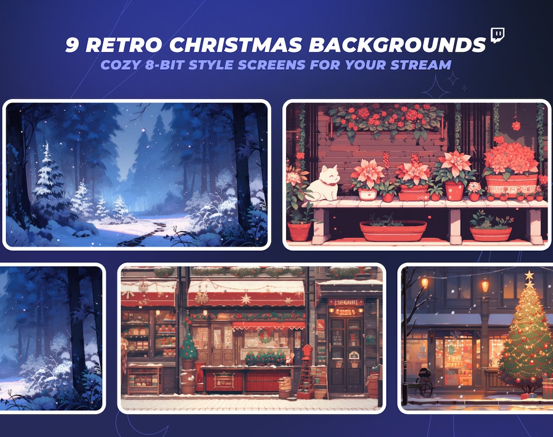 9 Vtuber Backgrounds - Christmas and Winter in A 8 Bit Retro Style ...