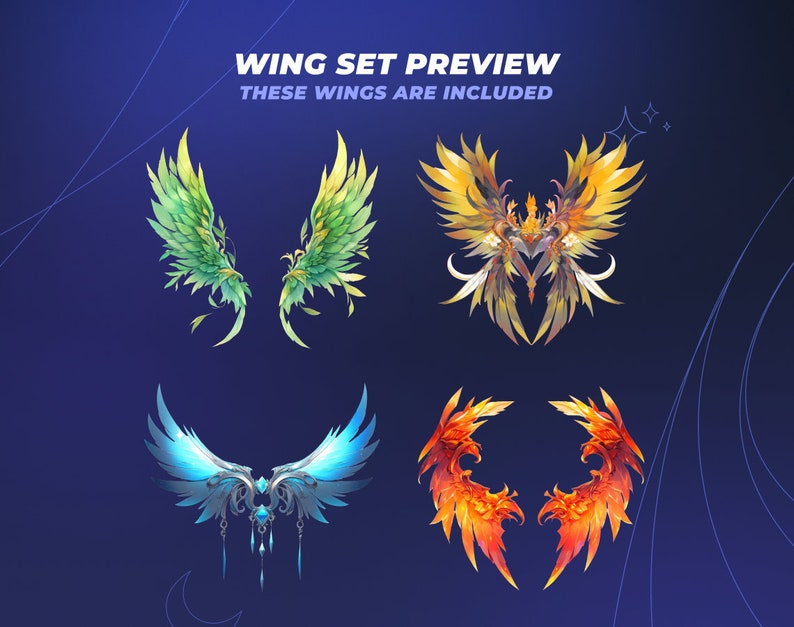 4 Vtuber Elemental Wings - Elements Wings for Your Vtuber Assets - Fire ...