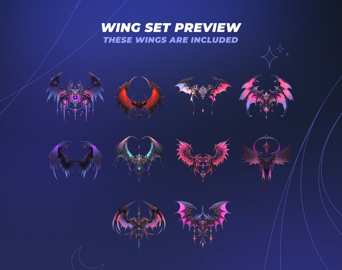 10 Vtuber Demon Wings - Dark Wings for Your Vtuber Assets - Devil Wings ...