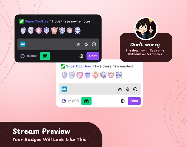 8 Cute Magical Girl Crests | Magic Shield | Twitch Sub Badge | Cheer ...