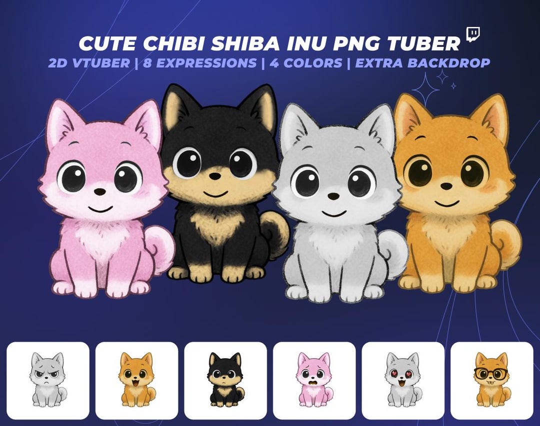 Shiba Inu Pngtuber | 8 Face Expressions | Chibi Vtuber | Twitch and ...