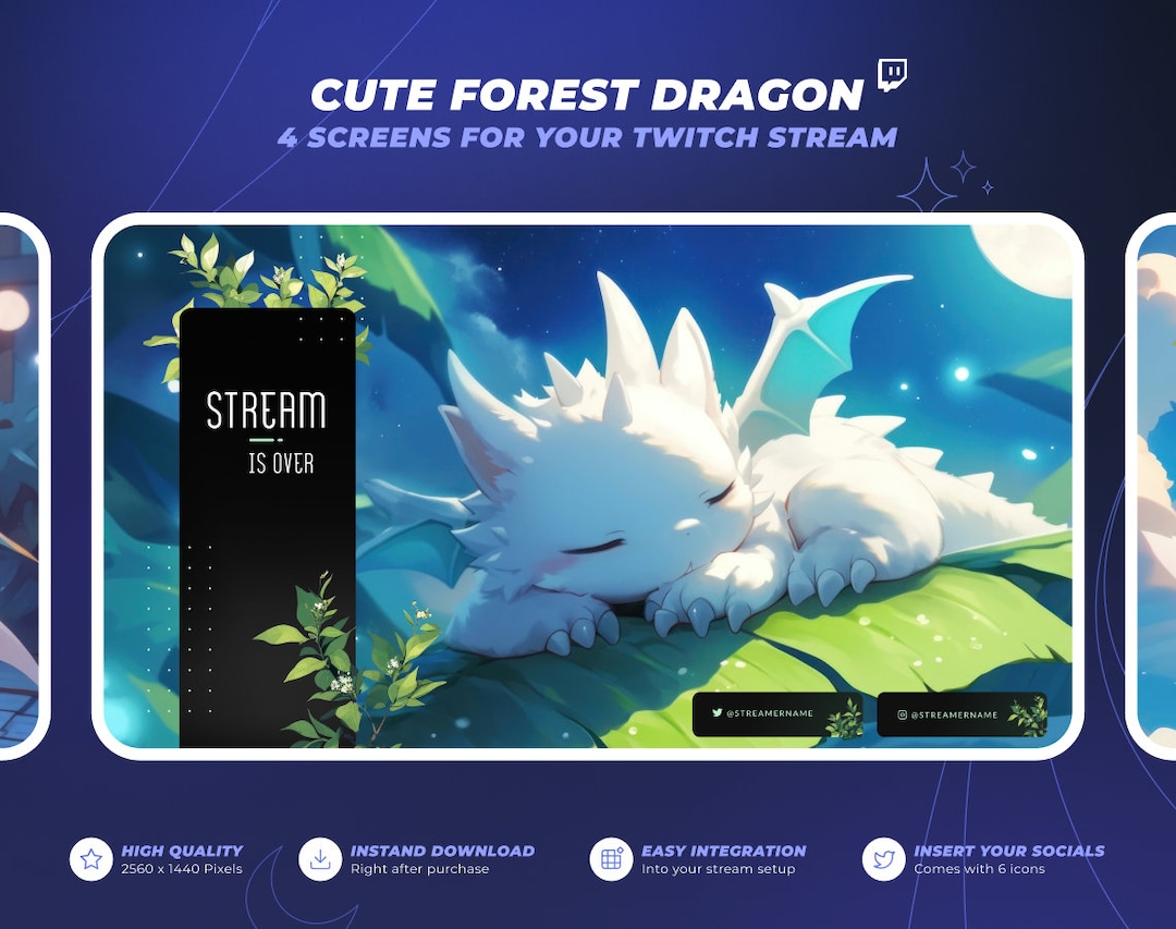 Cute Forest Dragon - Lofi Dragon Twitch Stream Backgrounds - 1440p ...