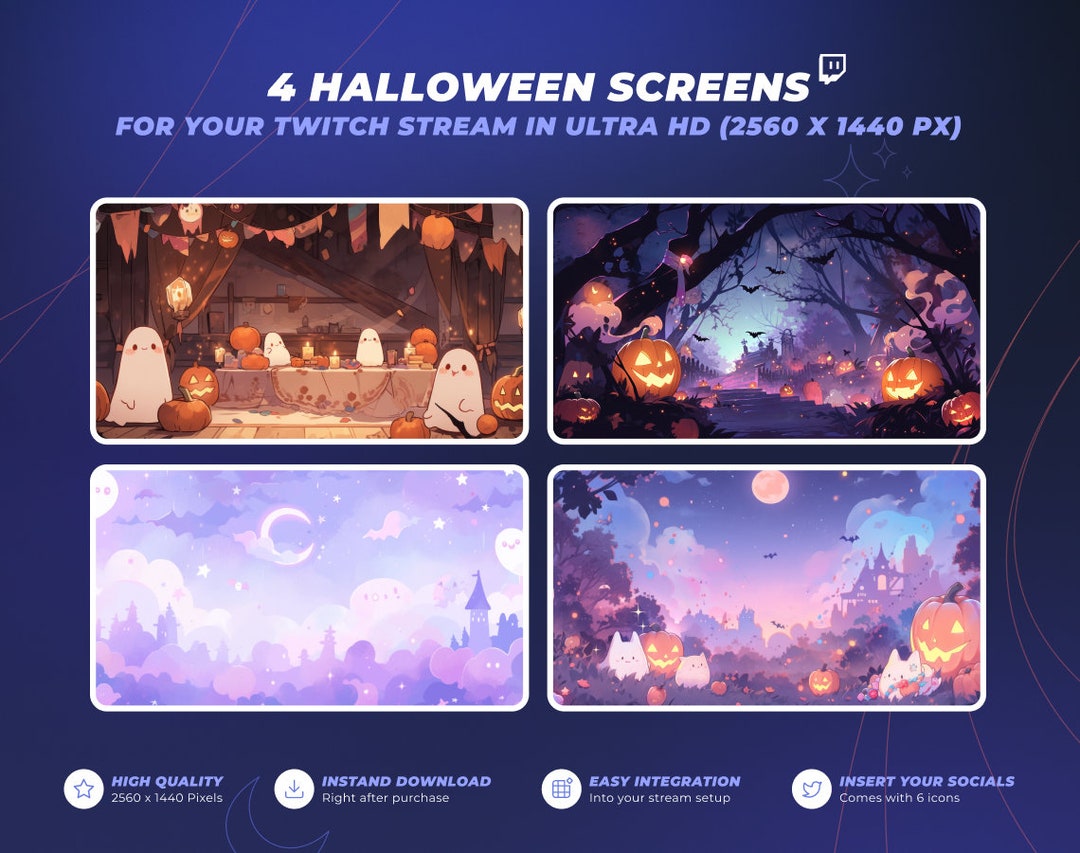 Vtuber Halloween Bundle - 4 Twitch Overlays and Vtuber Backgrounds ...