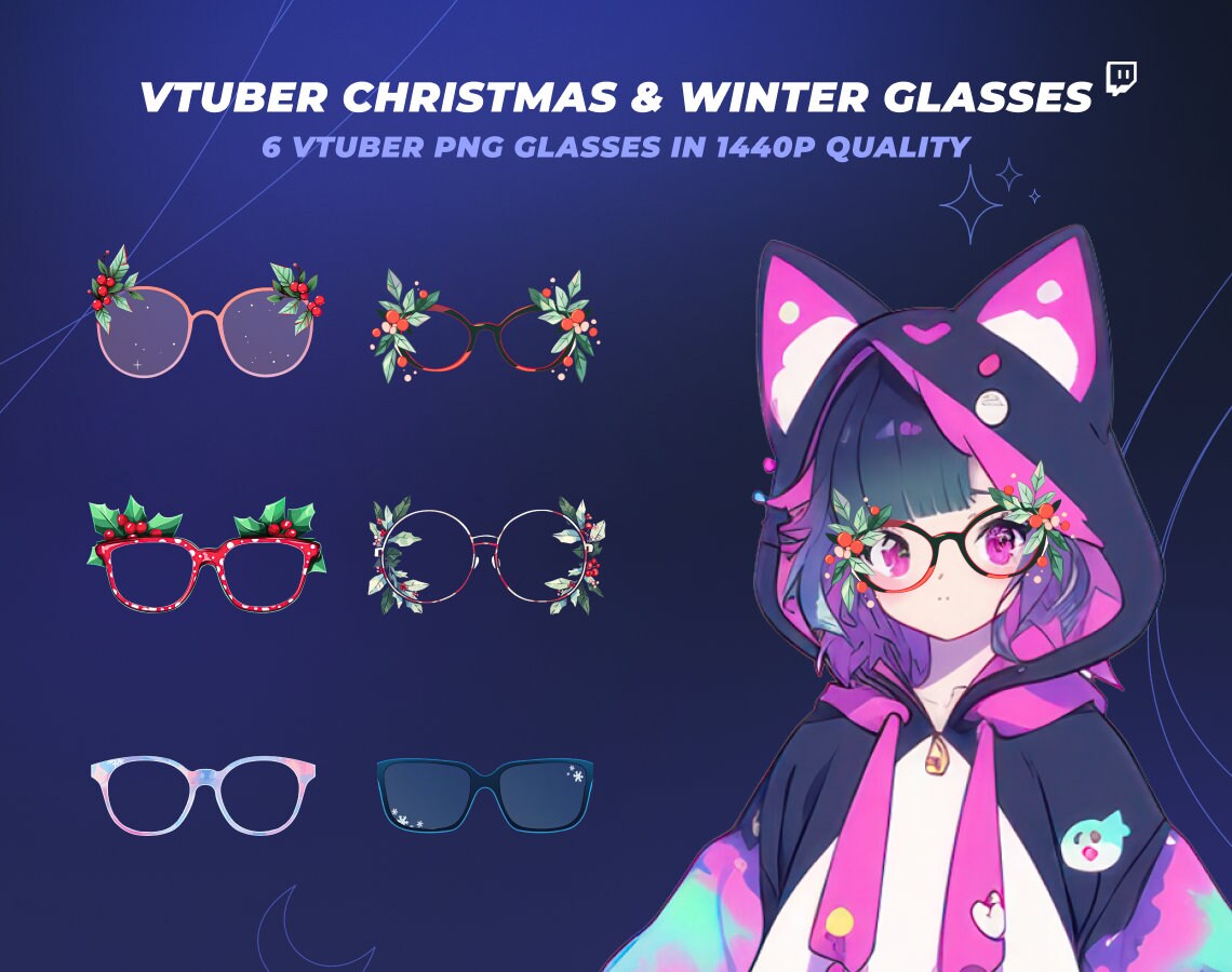 6 Vtuber Winter and Christmas Glasses - Vtuber Assets for Your ...