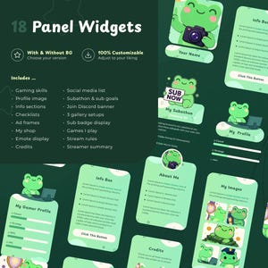 55+ Green Frog Twitch Stream Panels | Customizable Figma Panels | Cute ...
