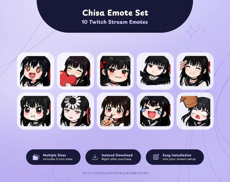Wuthering Waves - Chisa Emote Set | 10 Cute Chibi Emotes for Twitch ...
