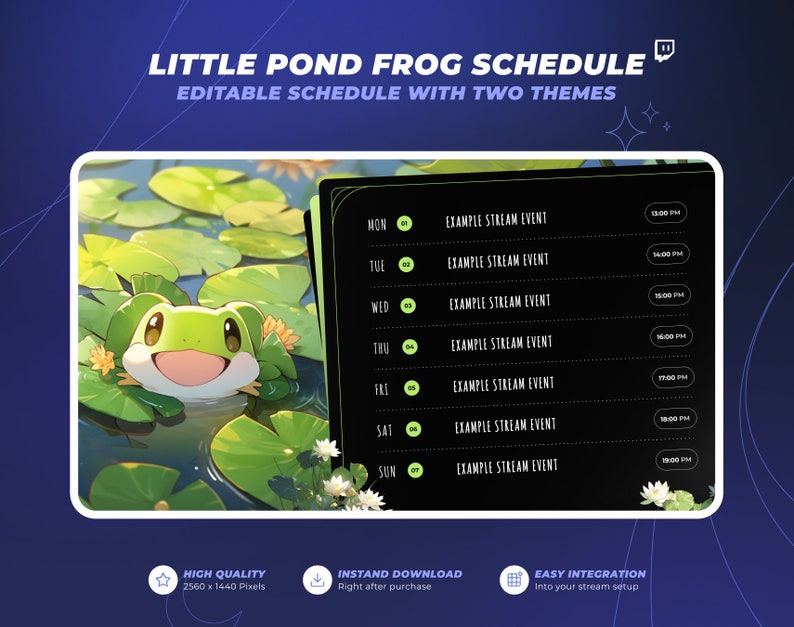 Waterlily & Frog Stream Schedule - Cute Anime Frog - Weekly Plan for ...