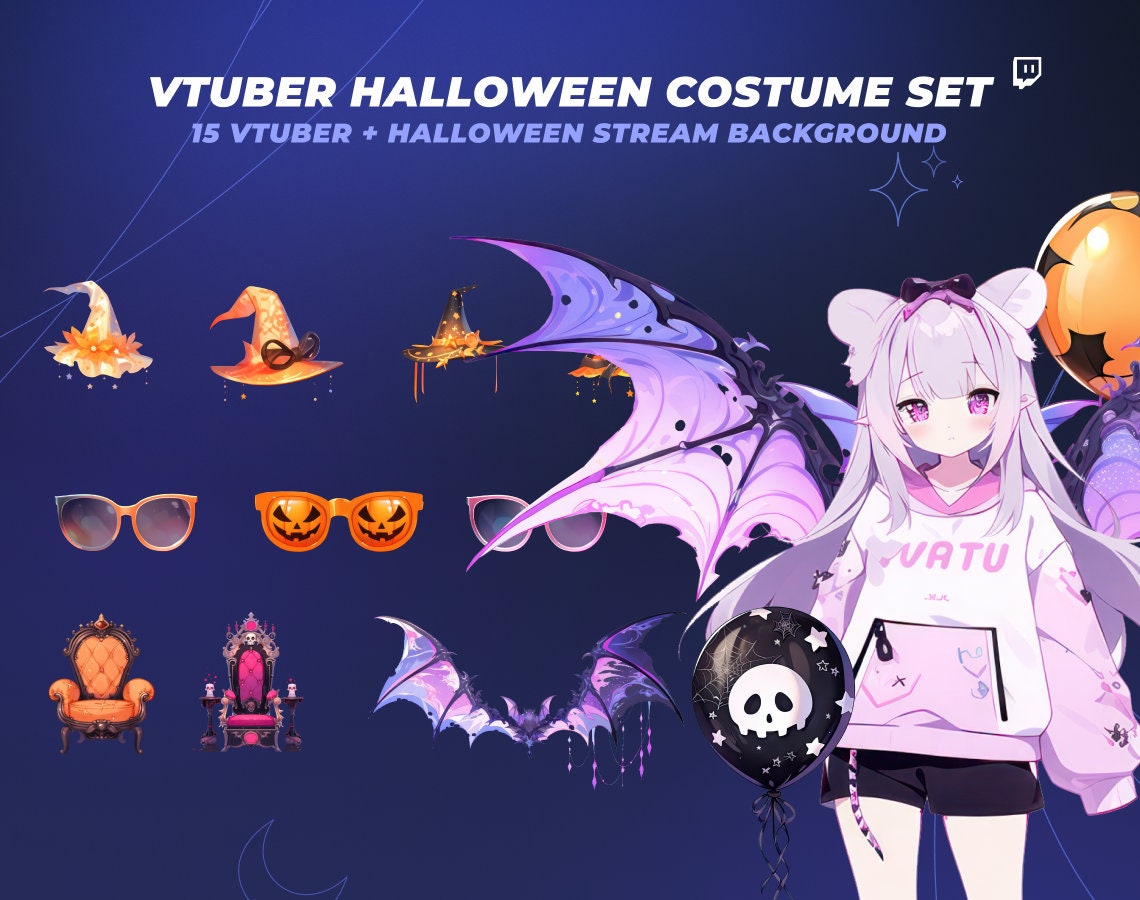 Vtuber Halloween Package - 15+ Vtuber Assets for Your Halloween Twitch ...