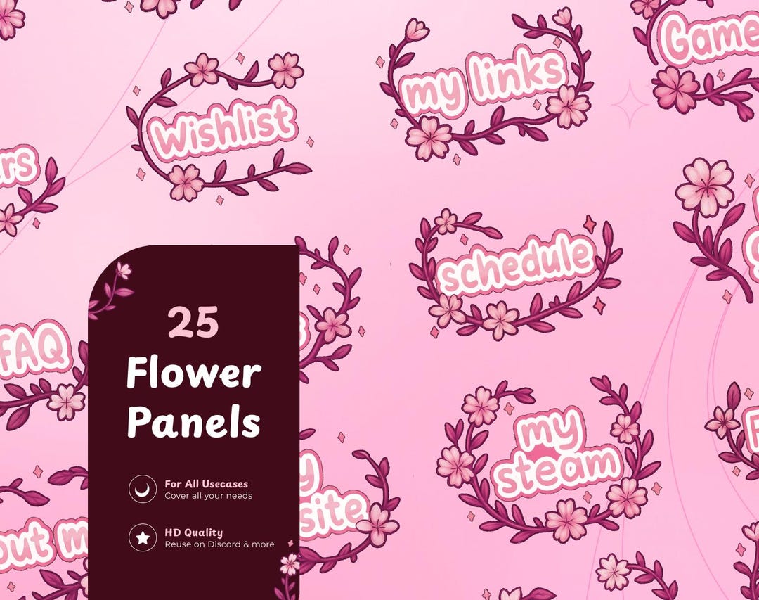25+ Pink Flower Stream Panels | Floral Panels for Your Twitch Stream ...