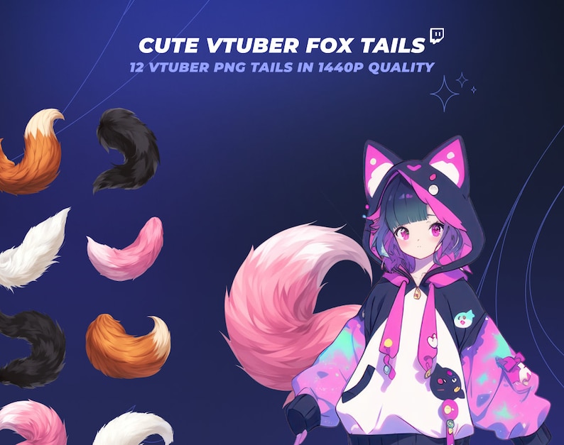 12 Cute Anime Fox Tails - Vtuber Decoration for Your Twitch Stream ...