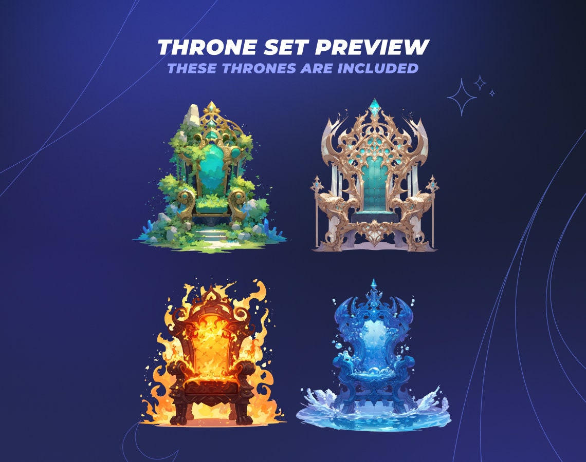 4 Elemental Vtuber Thrones - Wind, Fire, Earth and Water Throne - Vtuber Asset for Your Twitch ...