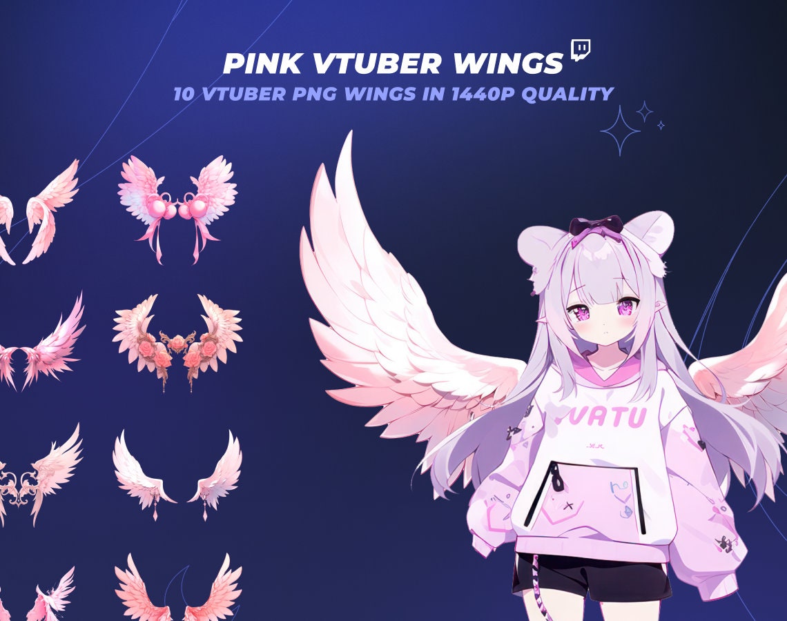 10 Pink Wings Vtuber Wings for Your Twitch Stream Twitch Package With ...