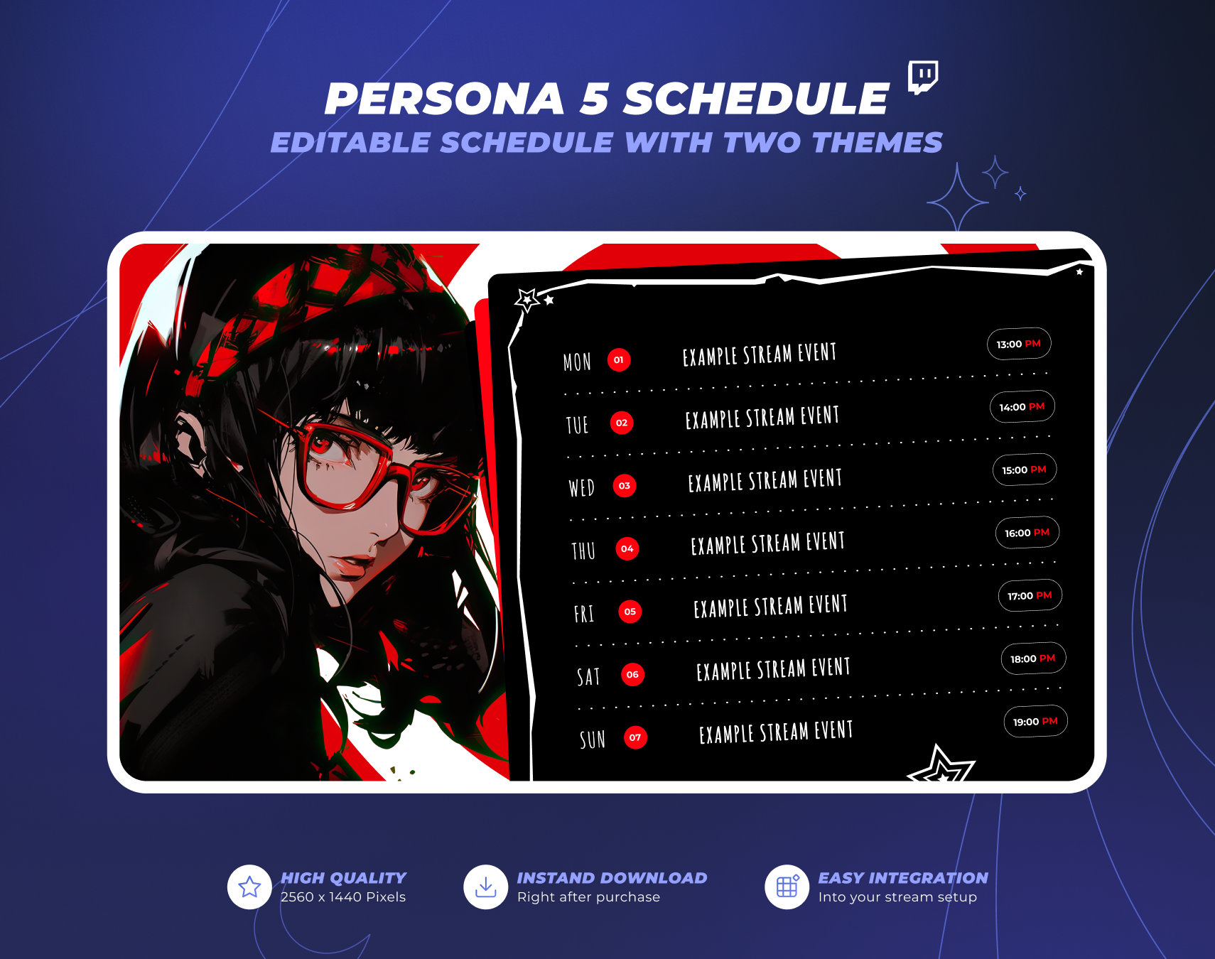 Persona-inspired Stream Schedule - Vtuber Schedule for Your Twitch ...
