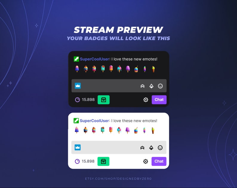 10 Twitch Sub Badges / Cheer Bit Badges Popsicles & Ice Cream 18x18 ...