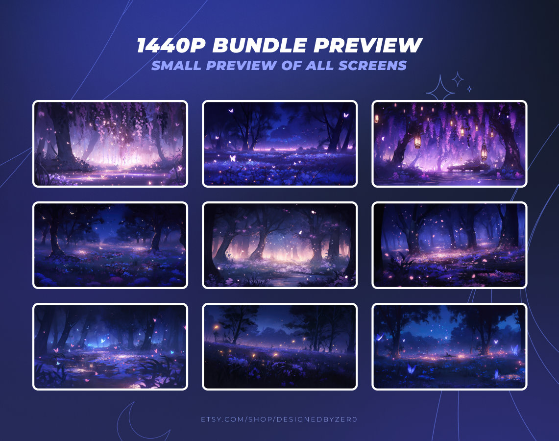 9 Vtuber Backgrounds - Purple Wisteria and Forest With Fireflies at ...
