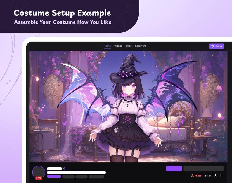 Vtuber Halloween Costume | 24 Elements | Spooky Purple Vtuber Assets ...