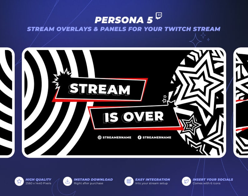 Persona-inspired Twitch Screen Background Set - Animated Stream Start ...