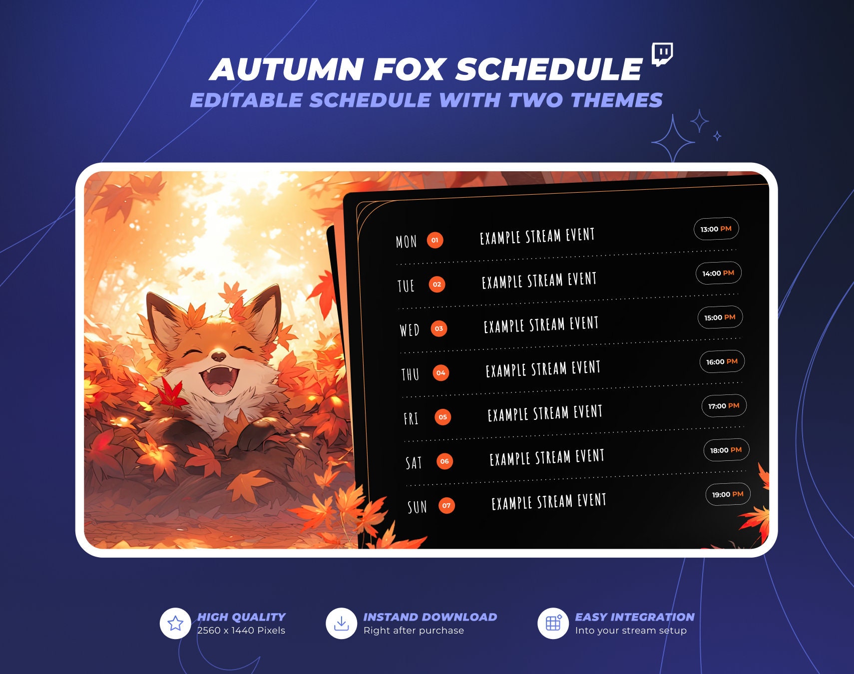 Autumn Fox Stream Schedule - Cute Anime Styled Weekly Plan for Vtubers ...