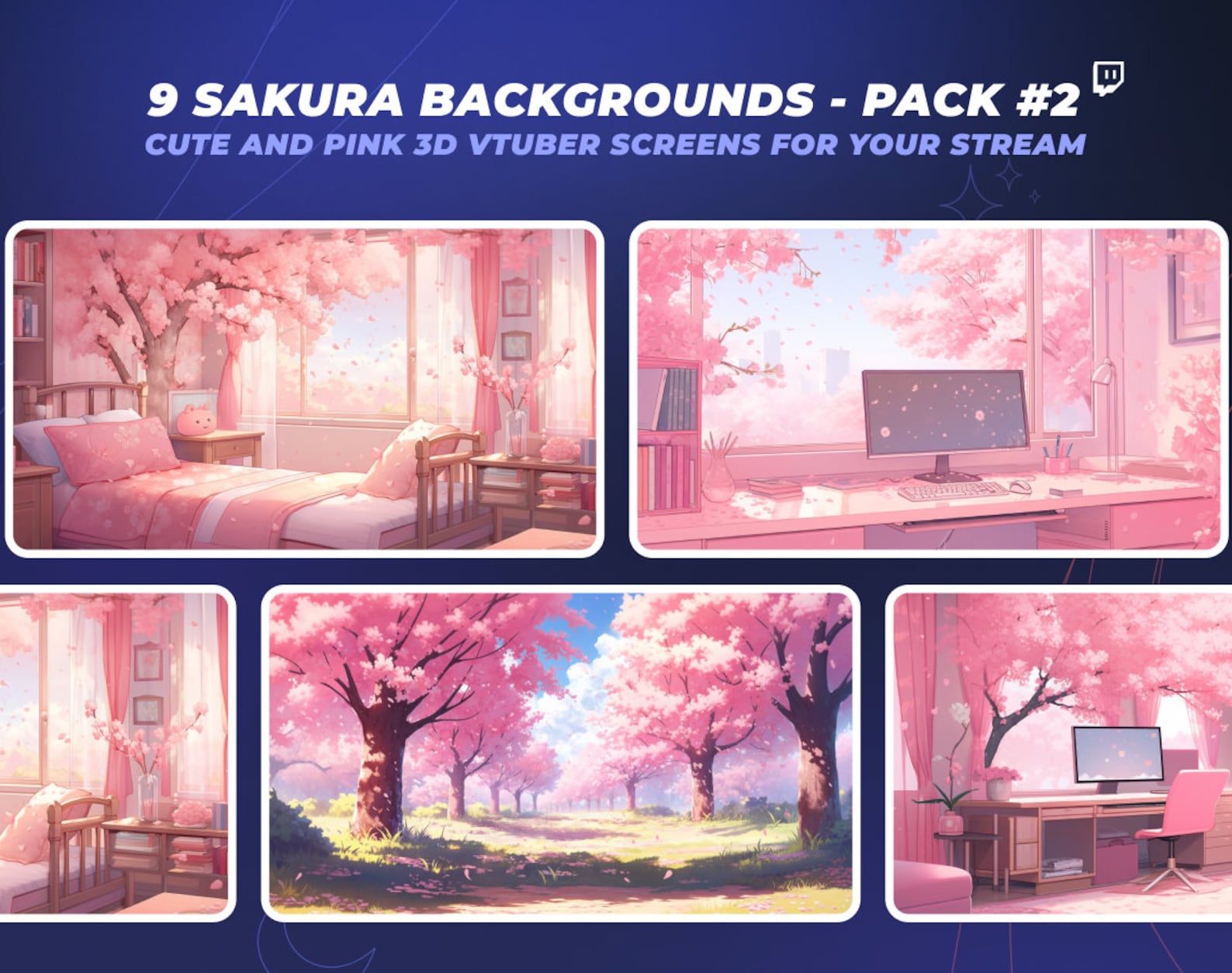 9 Vtuber Backgrounds With Cherry Blossom and Sakura Background - Cute ...