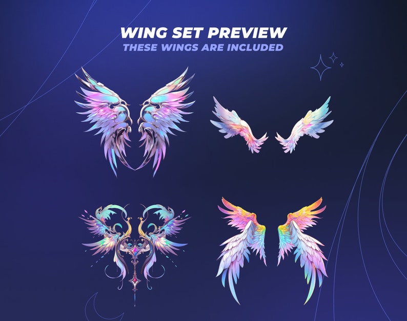 4 Rainbow Vtuber Wings - Colorful Wings With A Holo Chromatic Effect ...