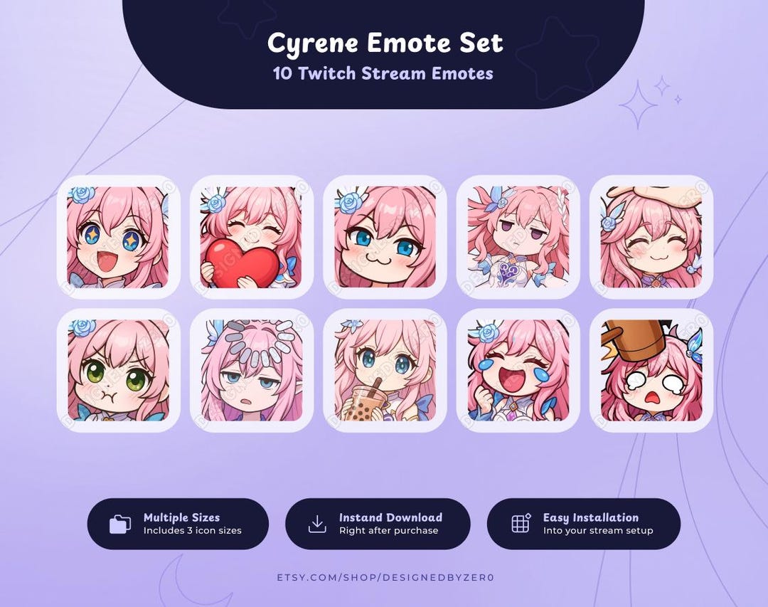 Honkai Star Rail - Cyrene Emote Set | 10 Cute Chibi Emotes for Twitch ...