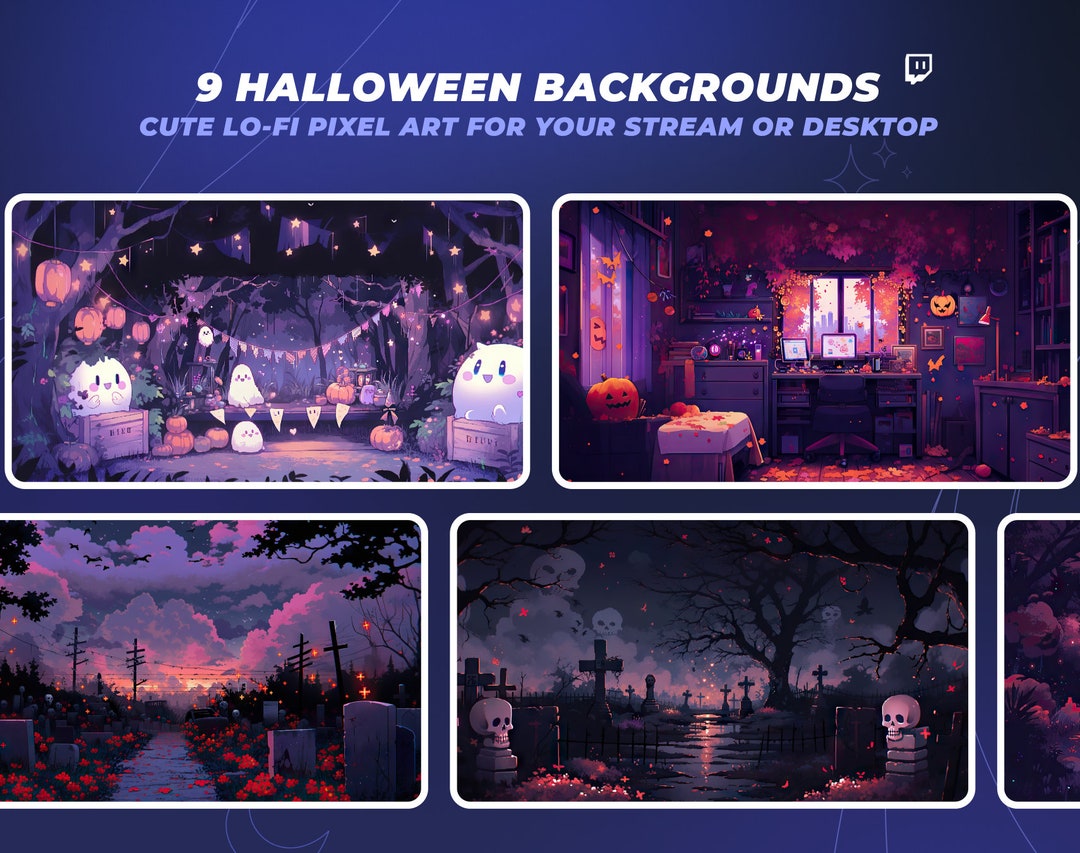 9 Halloween Stream Backgrounds and Desktop Wallpapers - Pixel Art in A ...