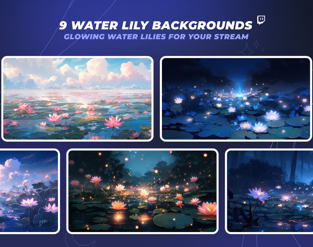 9 Vtuber Backgrounds - Pink Water Lily Pond - Waterlily Nature Anime ...