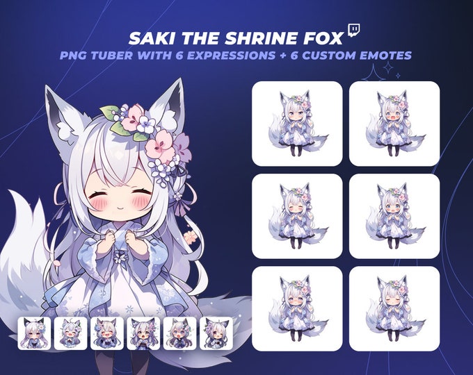 Arctic Fox Pngtuber Model White Fox Pngtuber Premade Avatar Chibi PNG ...