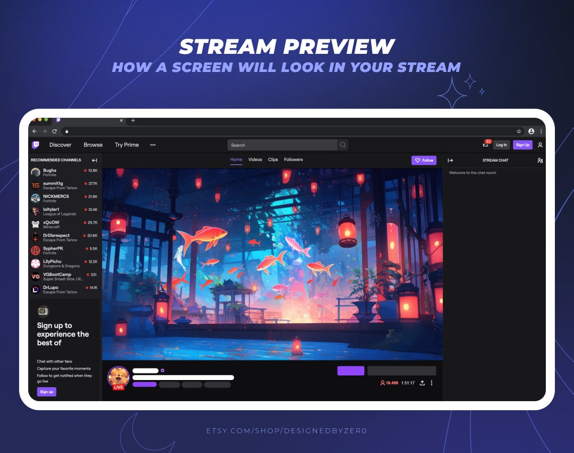 9 Vtuber Backgrounds - Ocean Aquarium With Koi Fish - Sea Anime ...