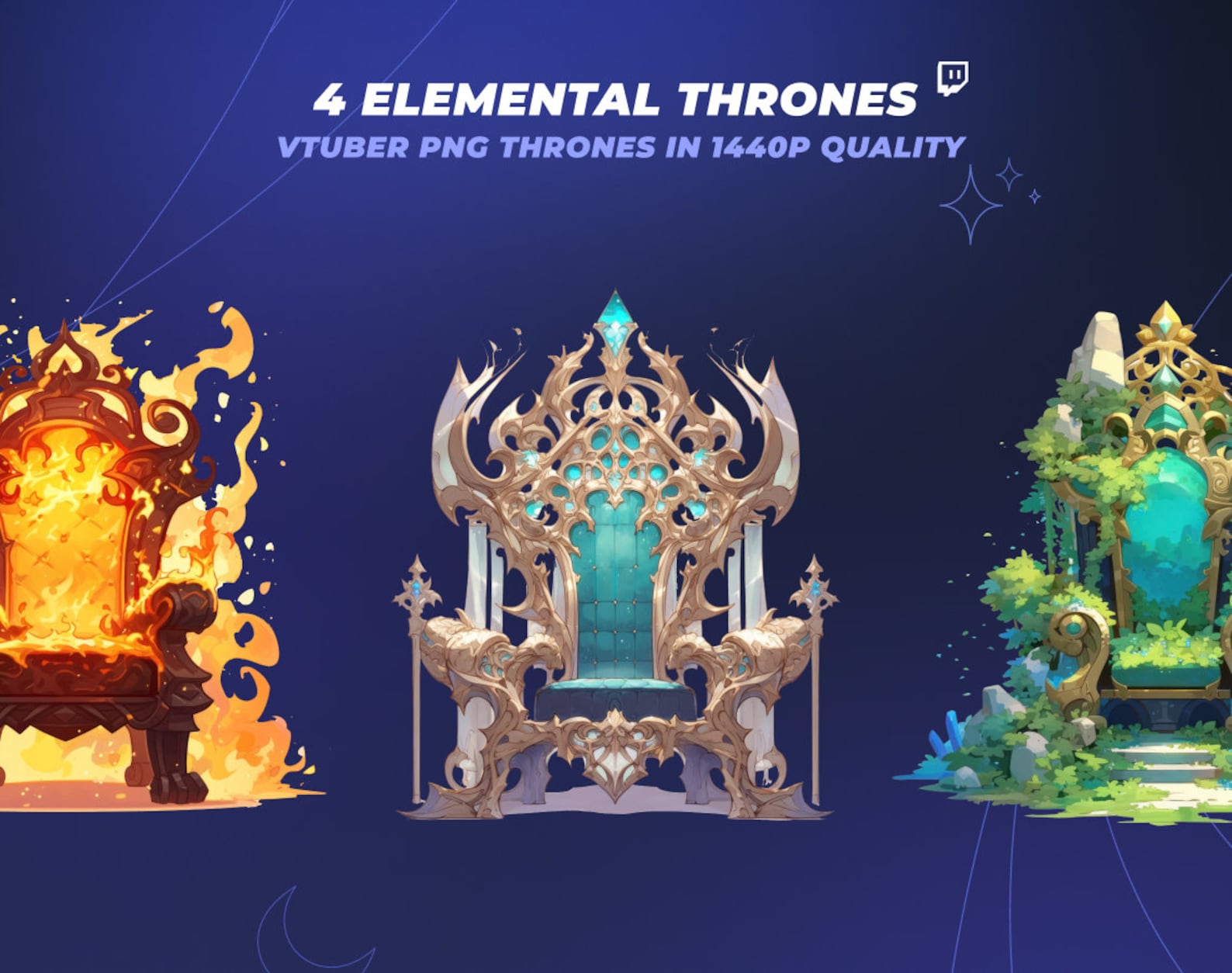 4 Elemental Vtuber Thrones - Wind, Fire, Earth and Water Throne ...