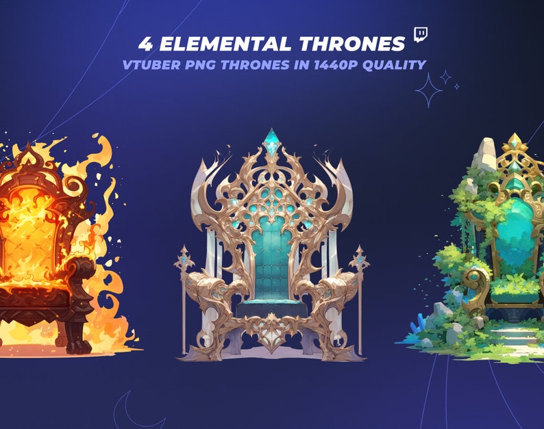 4 Elemental Vtuber Thrones - Wind, Fire, Earth and Water Throne ...