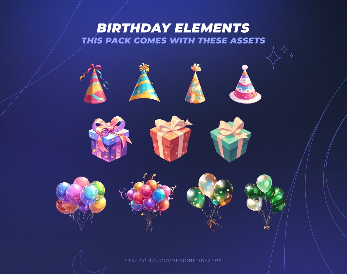 Twitch Birthday Bundle - 22 Birthday Stream Overlays and Vtuber ...