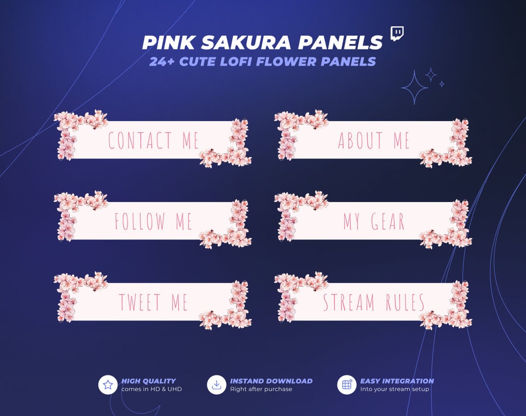 25 Twitch Stream Panels - Cherry Blossom Stream Package - Anime Vtuber ...