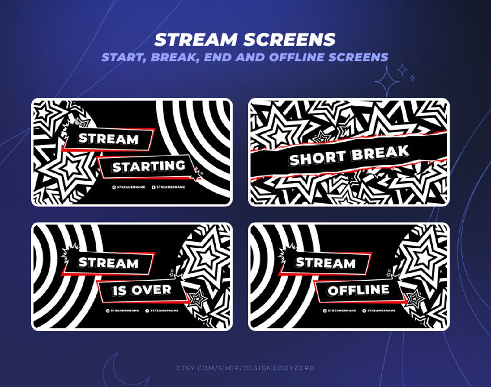 Persona-inspired Twitch Screen Background Set - Animated Stream Start ...