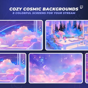 9 Vtuber Backgrounds | Purple Moon & Lunar Night | Cozy Flat | Starry ...