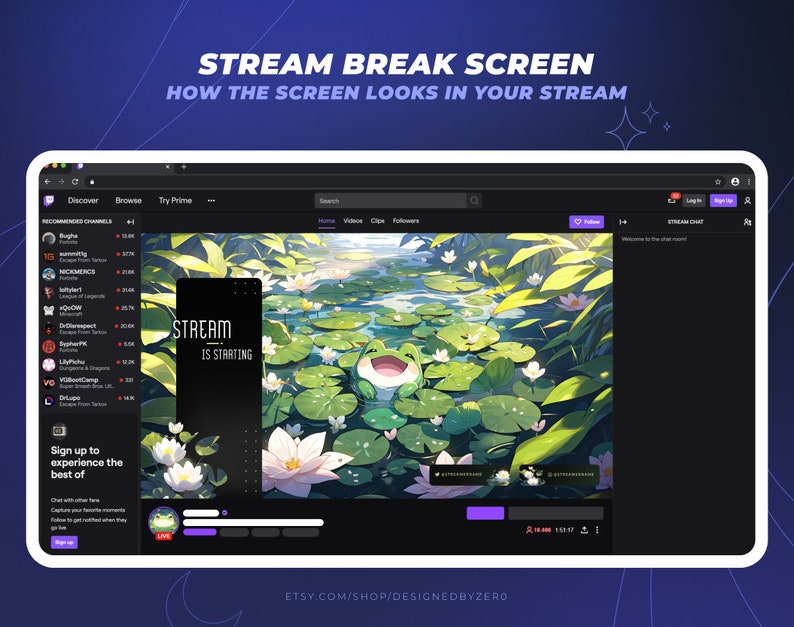 Cute Pond Frog - Anime Water Lily Twitch Stream Backgrounds - 1440p ...