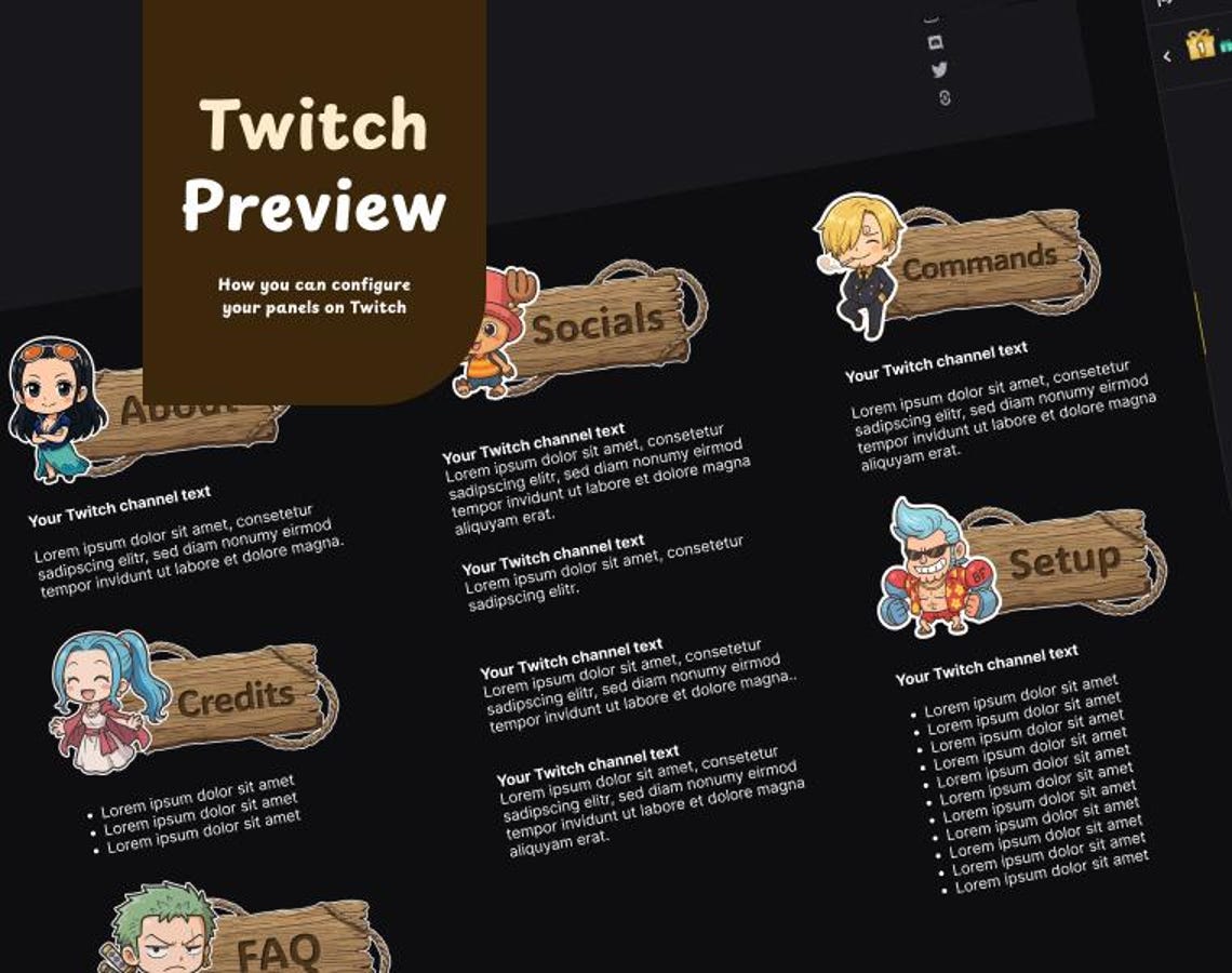 10 One Piece Stream Panels | Illustrated Panels for Your Twitch Stream ...