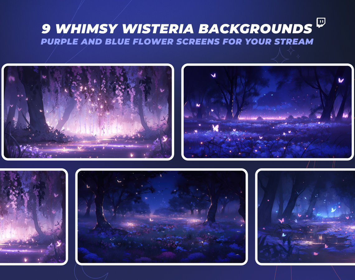 9 Vtuber Backgrounds - Purple Wisteria and Forest With Fireflies at ...
