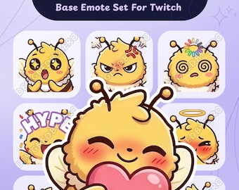 20 Cute Bees Emotes | Base Emotes for Twitch Streamers | Anime Chibi ...